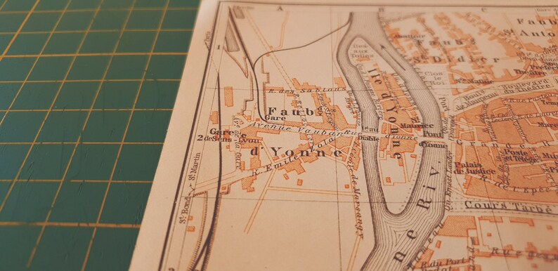 1908 Vintage Sens Map | Etsy