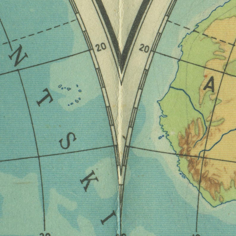 1950 Vintage World Map - Etsy