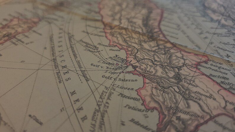 1893 Vintage Map of Italy - Etsy