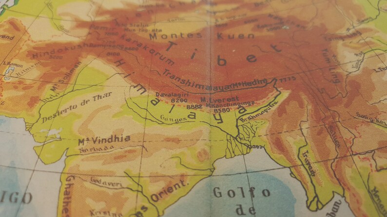 1950 Vintage Map of Asia - Etsy