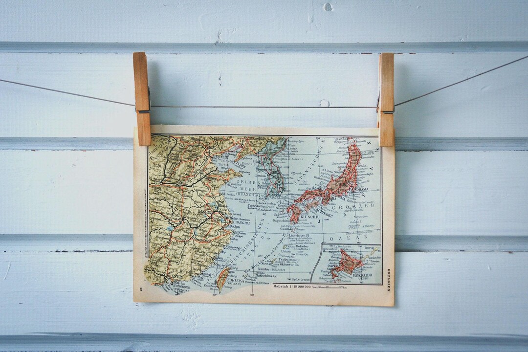 1956 Vintage East Asia Map - Etsy