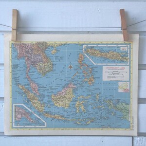 1955 Vintage Southeast Asia Map - Etsy