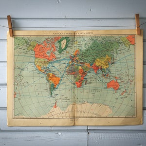 1958 Vintage World Map - Etsy
