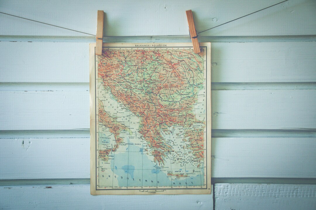 1951 Vintage Map of the Balkans - Etsy