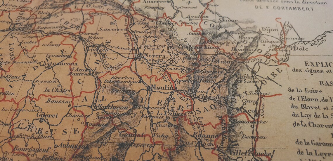 1870 Vintage West France Map | Etsy