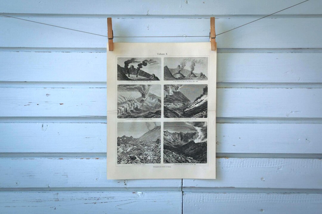1907 Vintage Volcanism Lithograph Illustration - Etsy