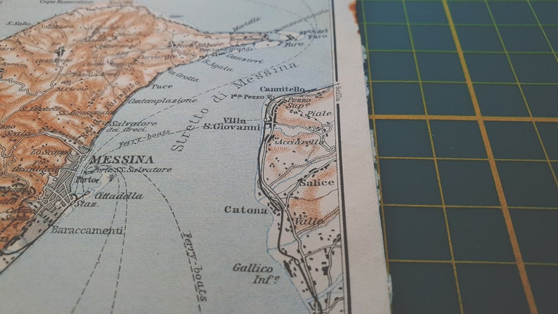 1911 Vintage Strait of Messina Map | Etsy