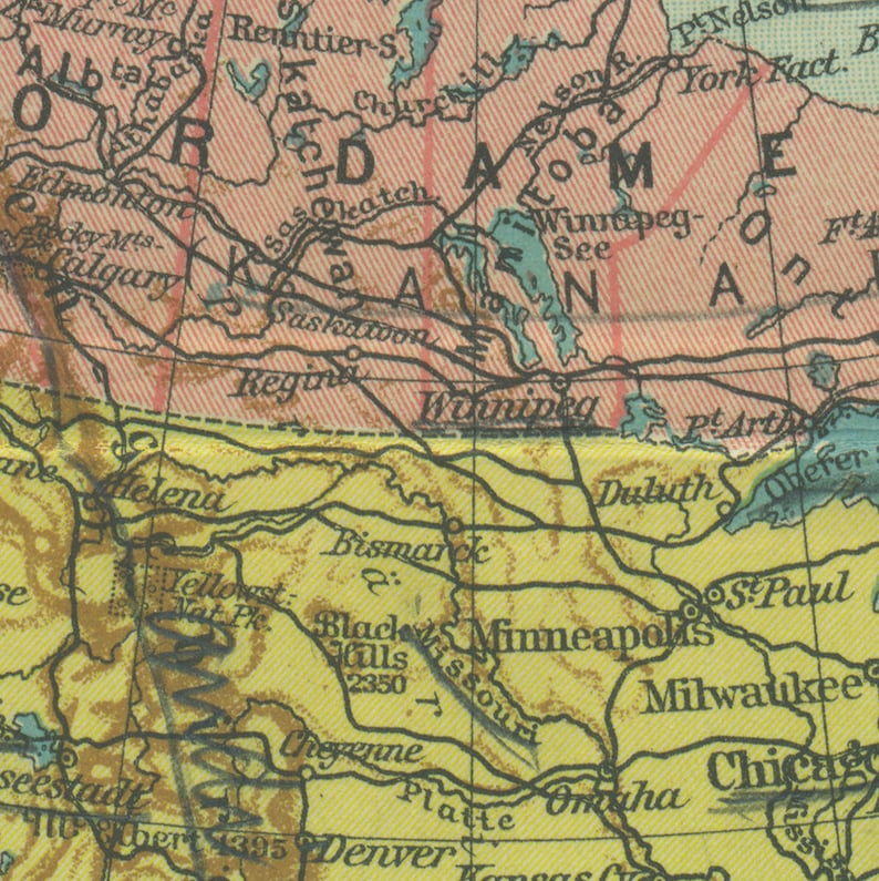 1936 Vintage North America Map - Etsy