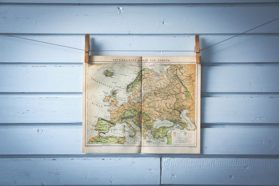 1887 Vintage Map of Europe - Etsy