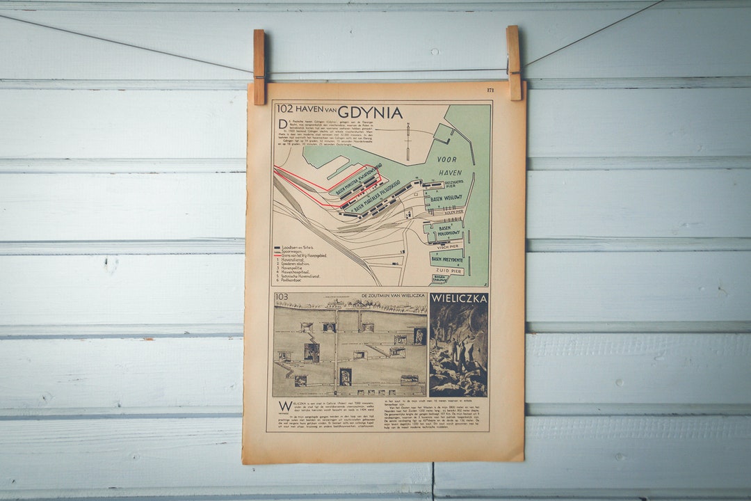 1941 Vintage Map of Gdynia - Etsy