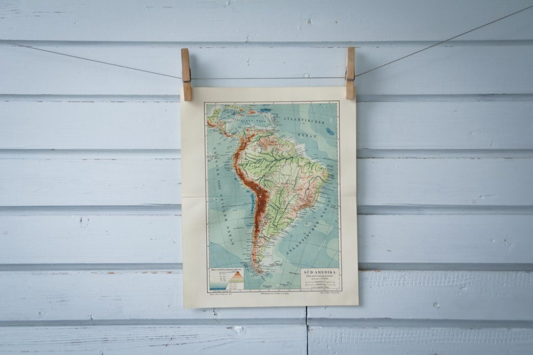 1907 Vintage South America Map - Etsy