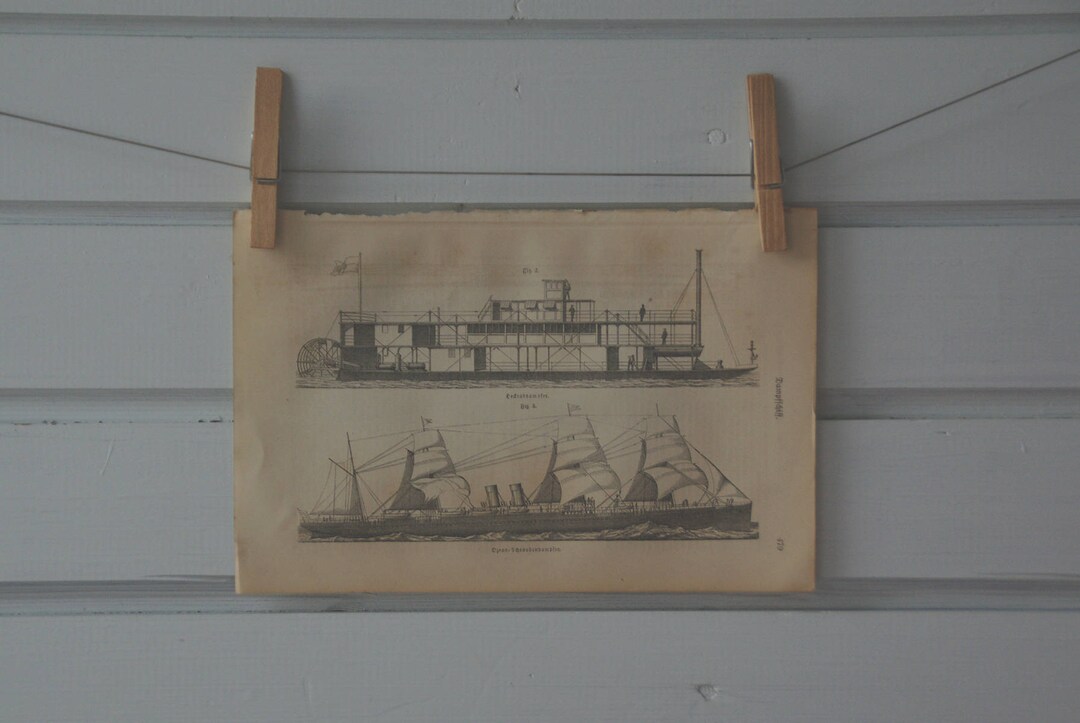 1890 Vintage Steamship Lithograph Illustration - Etsy