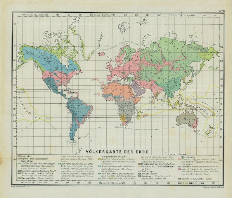 1910s Vintage World Demography Map | Etsy