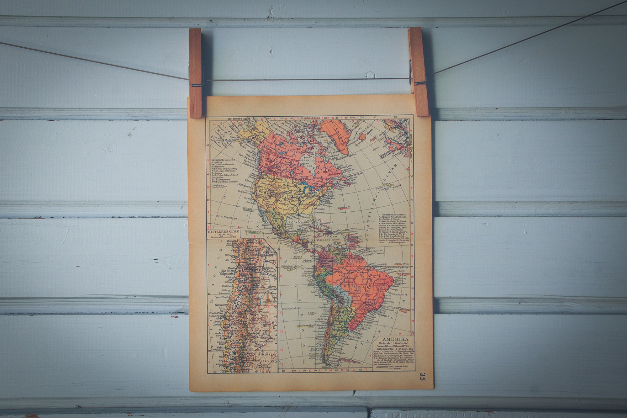 1939 Vintage Map of the Americas - Etsy