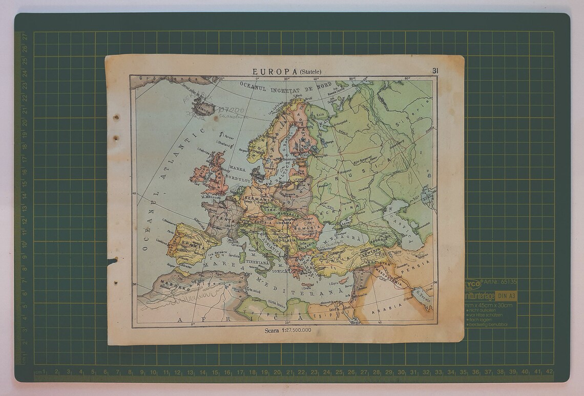 1924 Vintage Map of Europe | Etsy