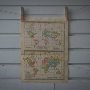 1950 Vintage World Map | Etsy