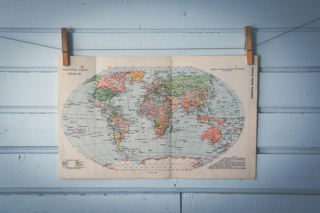 1938 Vintage World Map - Etsy