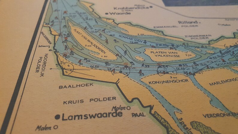 1941 Vintage Map of River Schelde - Etsy