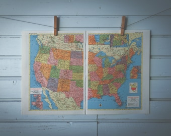 1888 Tiny UNITED STATES Map Miniature Vintage Usa Map of the United ...
