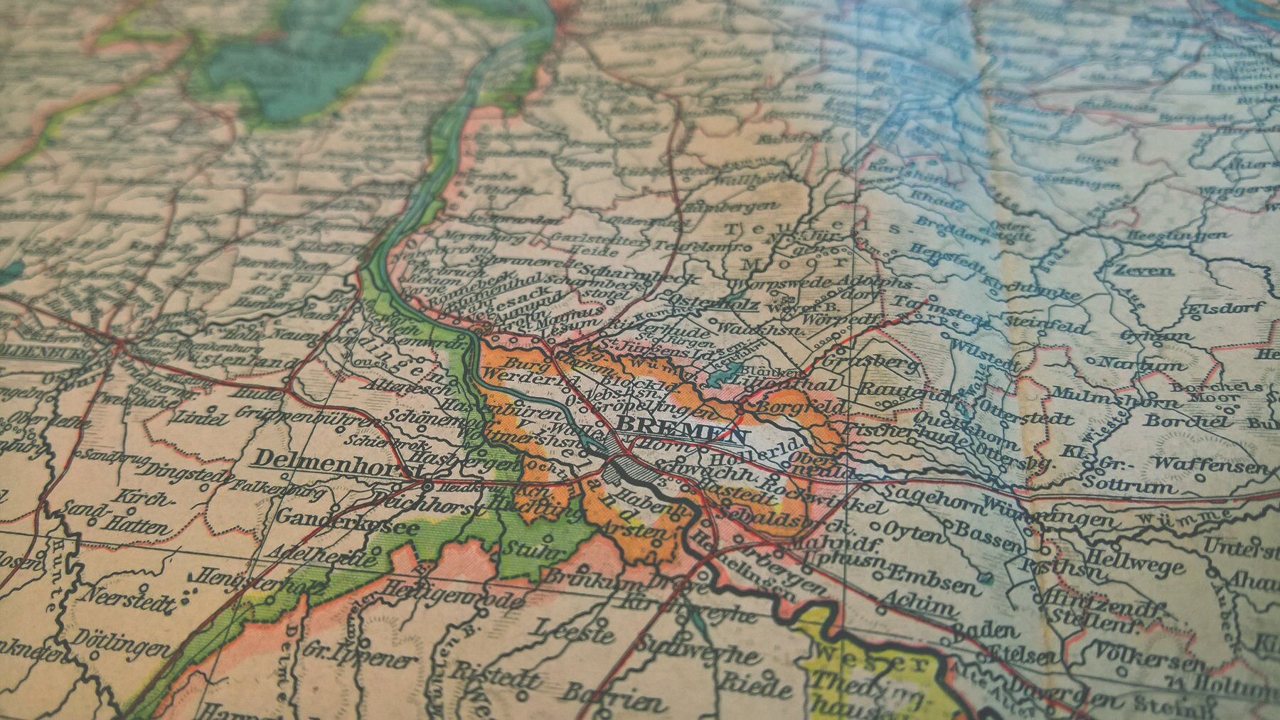1901 Vintage West Germany Map