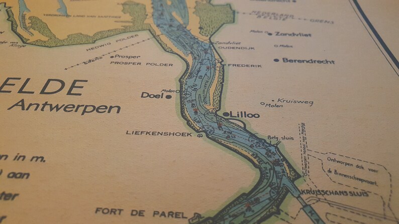 1941 Vintage Map of River Schelde - Etsy