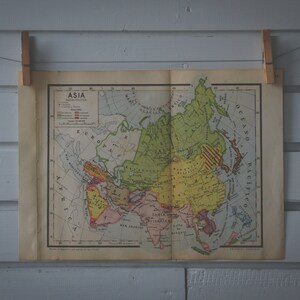 1950 Vintage Map of Asia - Etsy