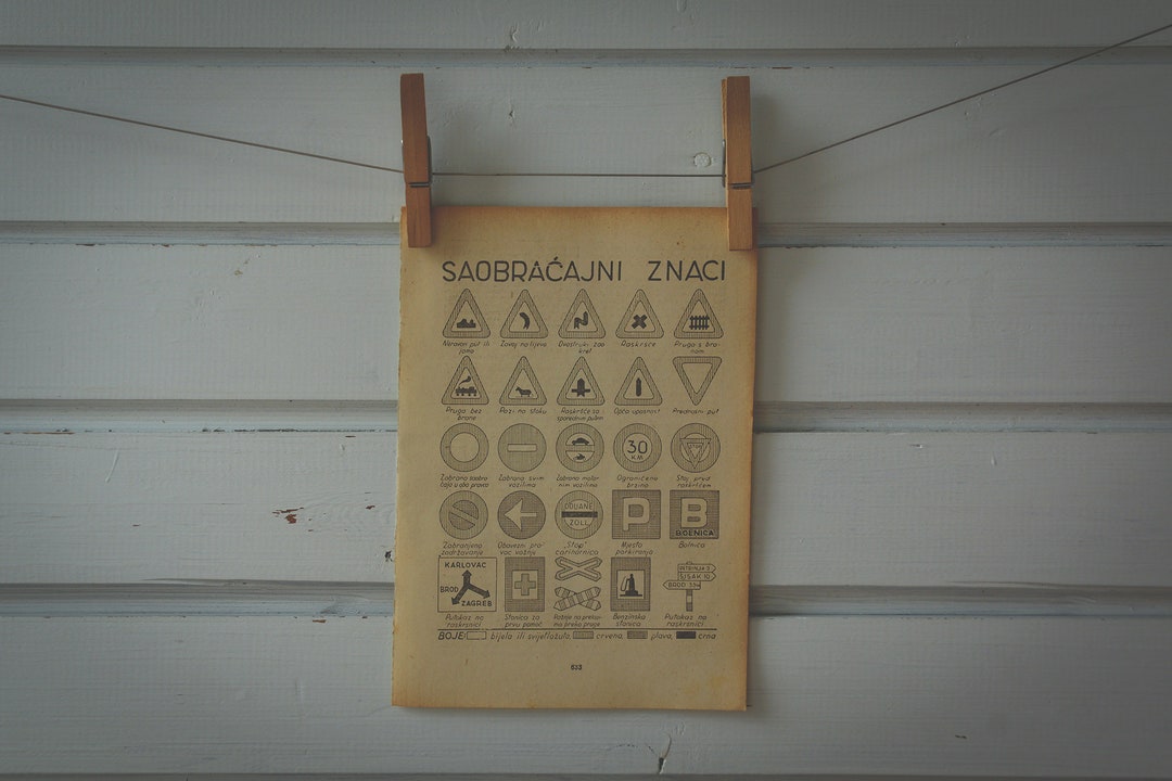 1954 Vintage Traffic Signs Illustration - Etsy