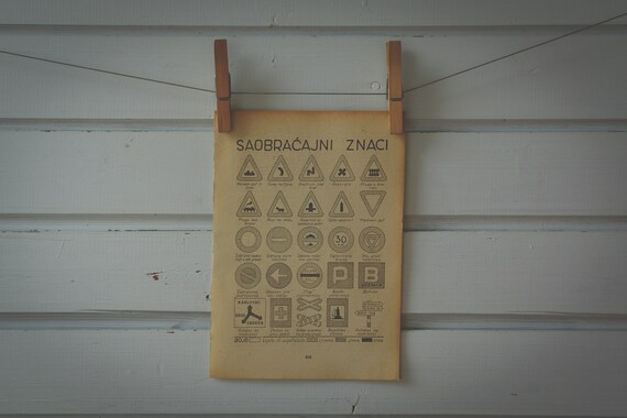 1954 Vintage Traffic Signs Illustration | Etsy