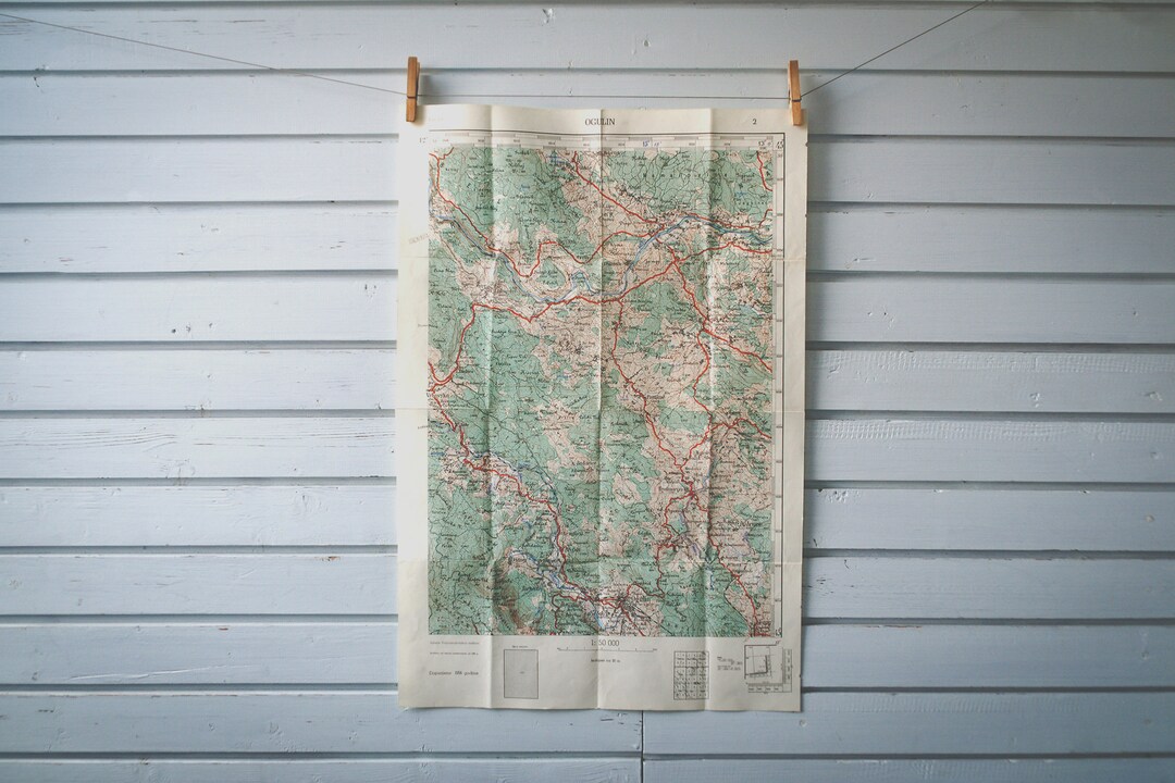 1956 Southeast Gorski Kotar Map - Etsy