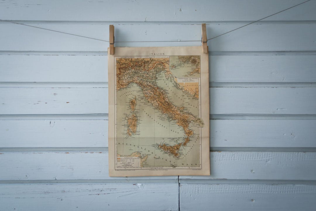 1887 Vintage Map of Italy - Etsy