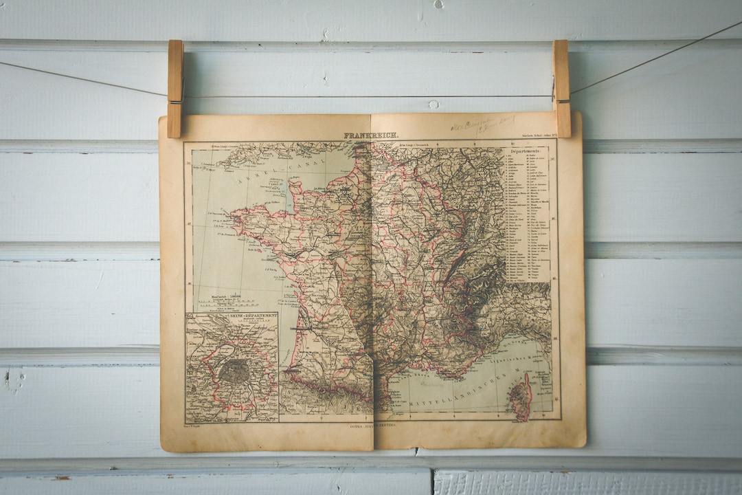 1886 Vintage Map of France - Etsy
