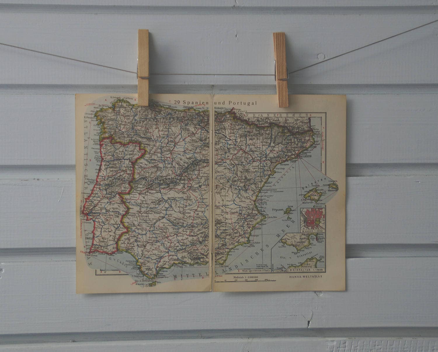 1933 Vintage Map of Spain Home & Living Globes & Maps etna.com.pe