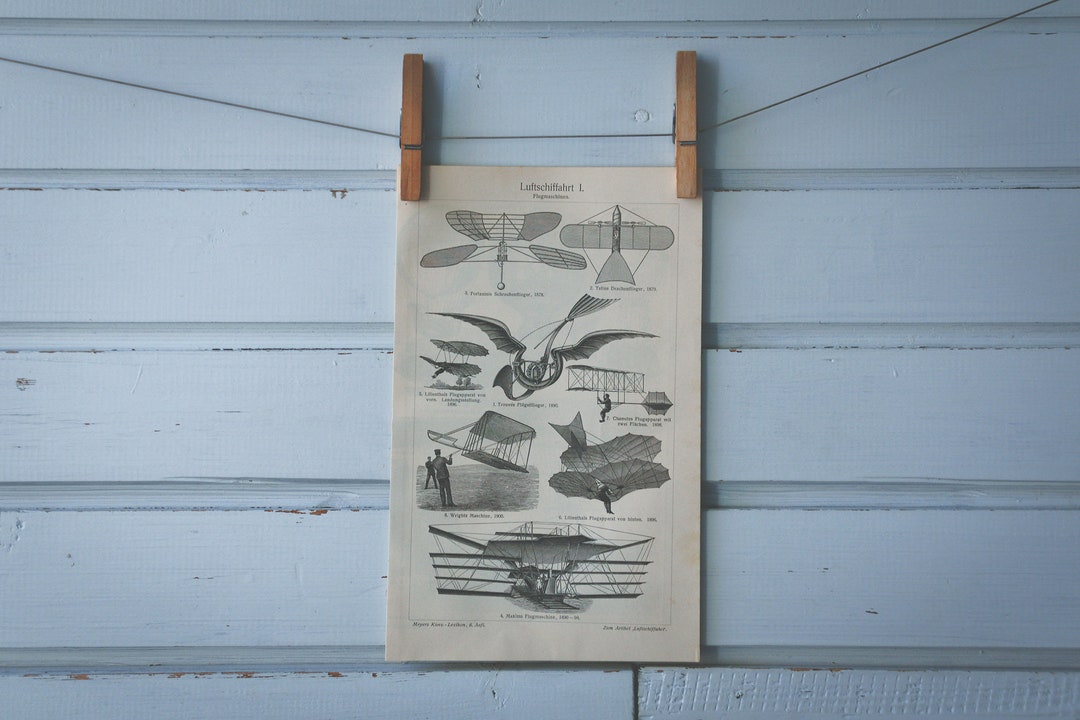 1907 Vintage Aviation Lithograph Illustration - Etsy