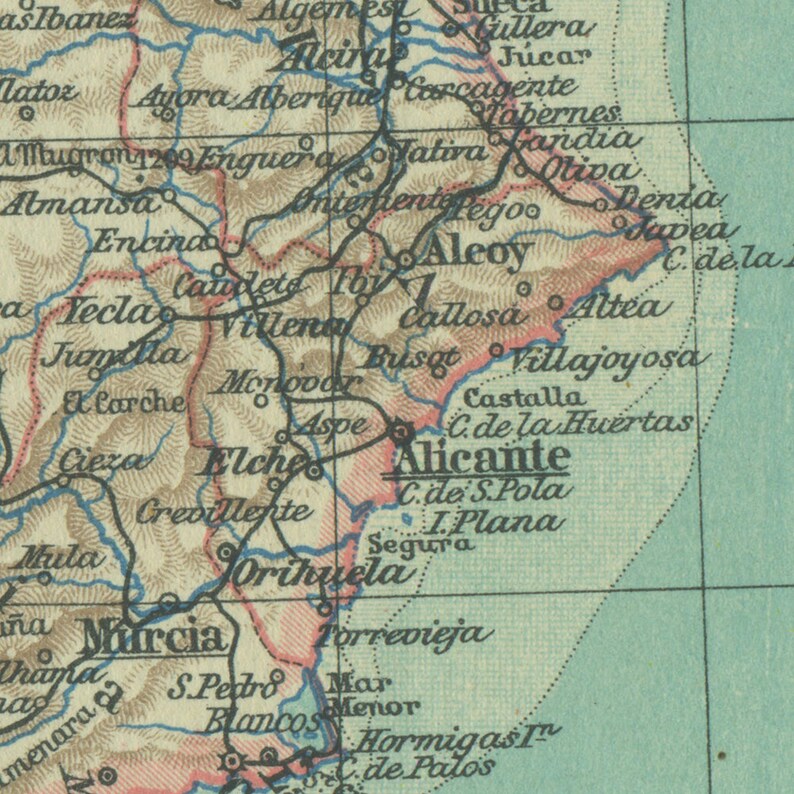 1931 Vintage Map of Spain - Etsy