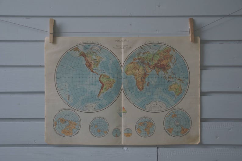 1950 Vintage World Map - Etsy