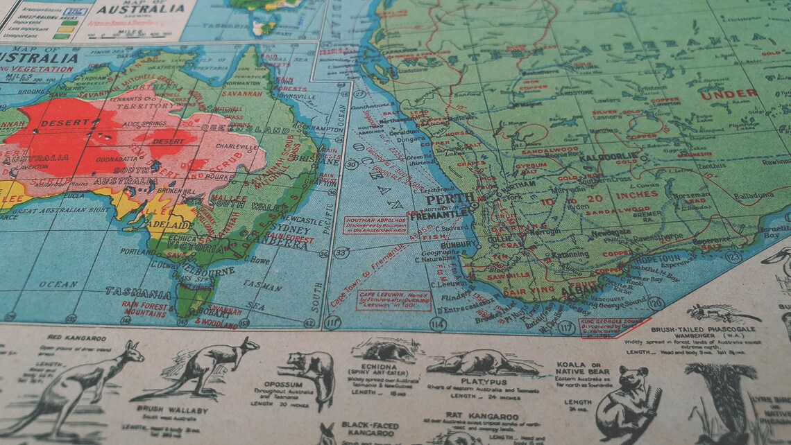 1930s Vintage Map of Australia | Etsy