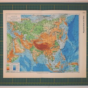 1936 Vintage Map of Asia - Etsy
