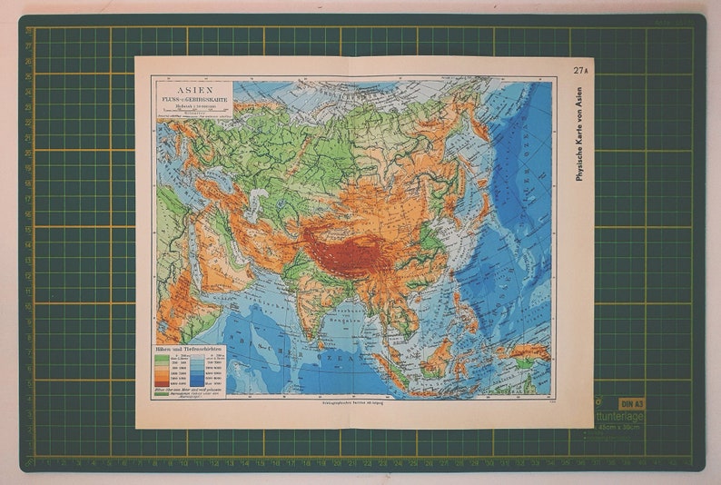 1936 Vintage Map of Asia - Etsy