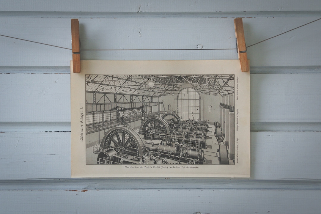 1907 Vintage Power Station Lithograph Illustration - Etsy