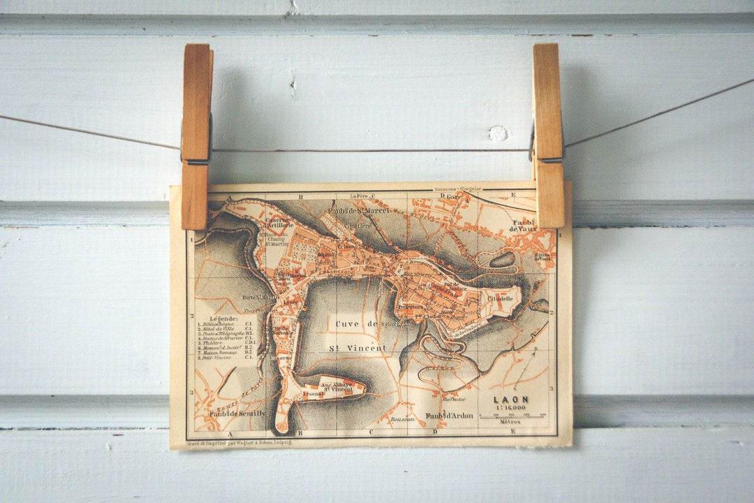 1908 Vintage Laon Map - Etsy