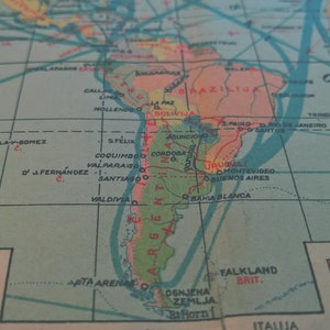 1959 Vintage World Map - Etsy