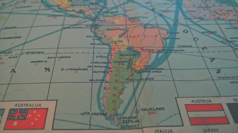 1959 Vintage World Map - Etsy