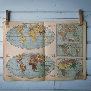 1900s Vintage World Population Map - Etsy