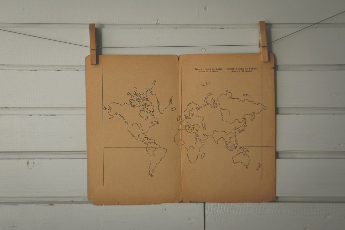 1920s Vintage World Blank Map - Etsy