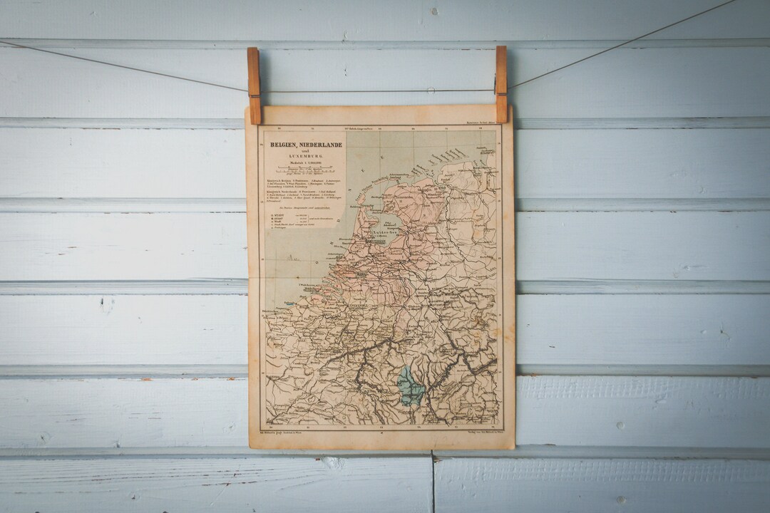 1897 Vintage Low Countries Map - Etsy