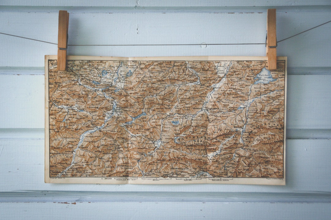 1876 Vintage Bavarian Alps Map - Etsy