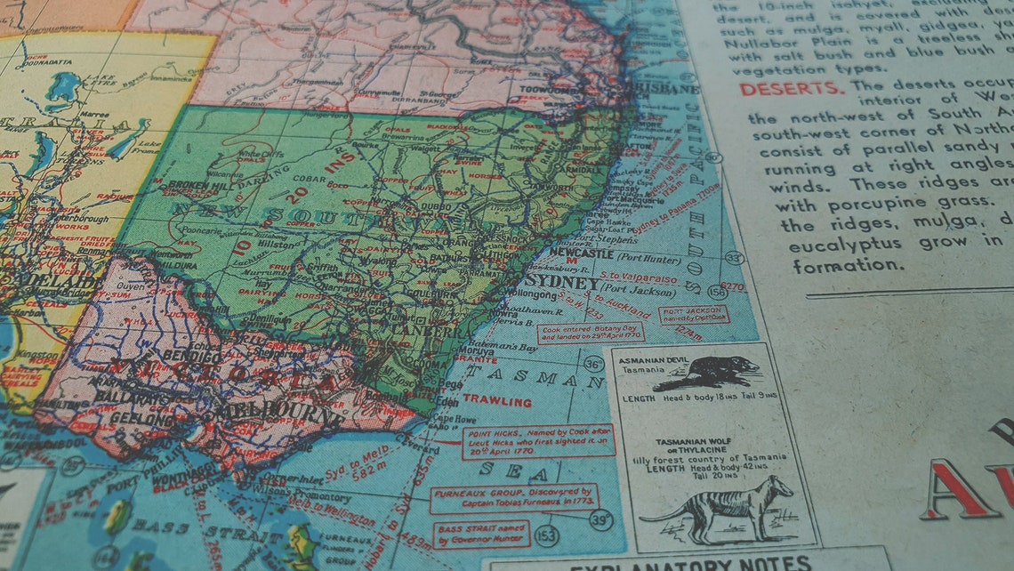 1930s Vintage Map of Australia | Etsy