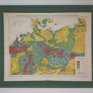 1887 Vintage Germany Population Density Map - Etsy