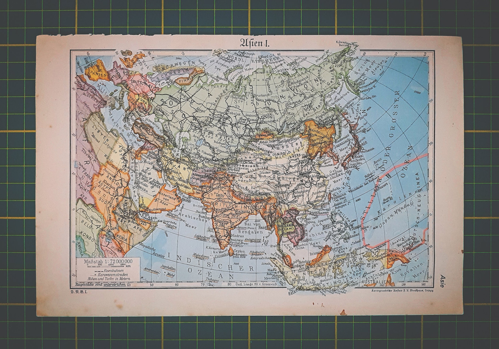 1936 Vintage Map of Asia - Etsy