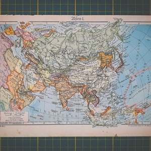 1936 Vintage Map of Asia - Etsy